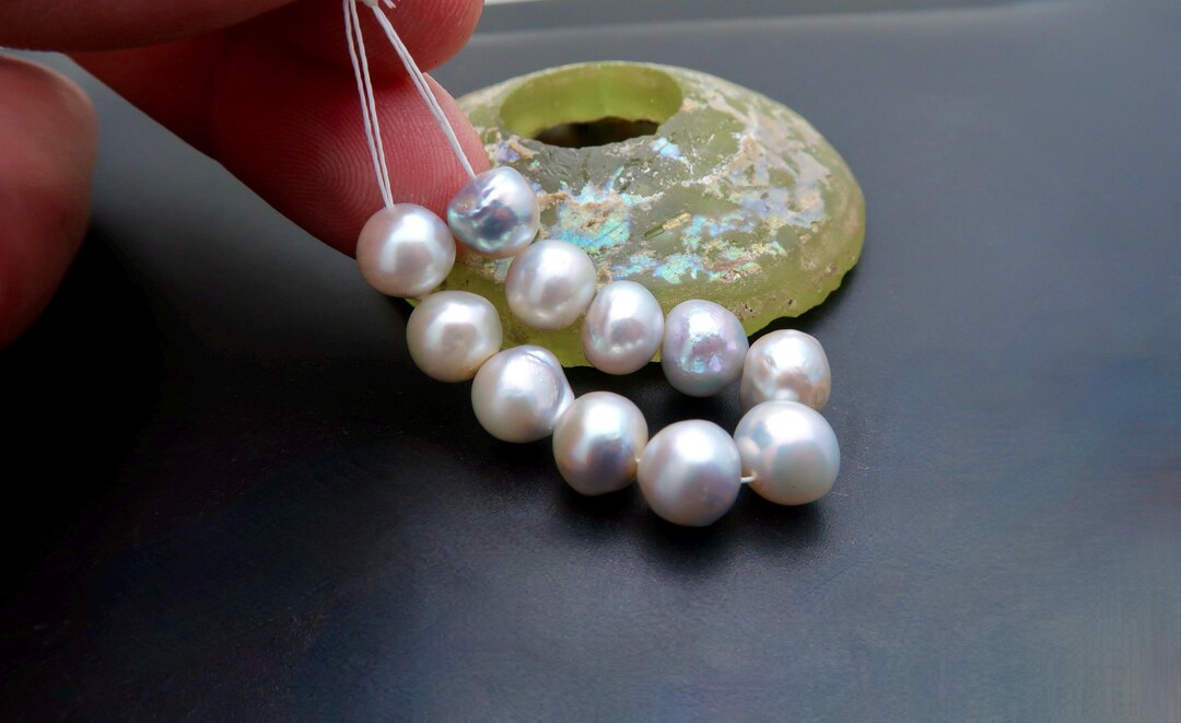 Rare Iridescent Akoya Pearl Strand – Baroque Cultured Pearls, Blue ...