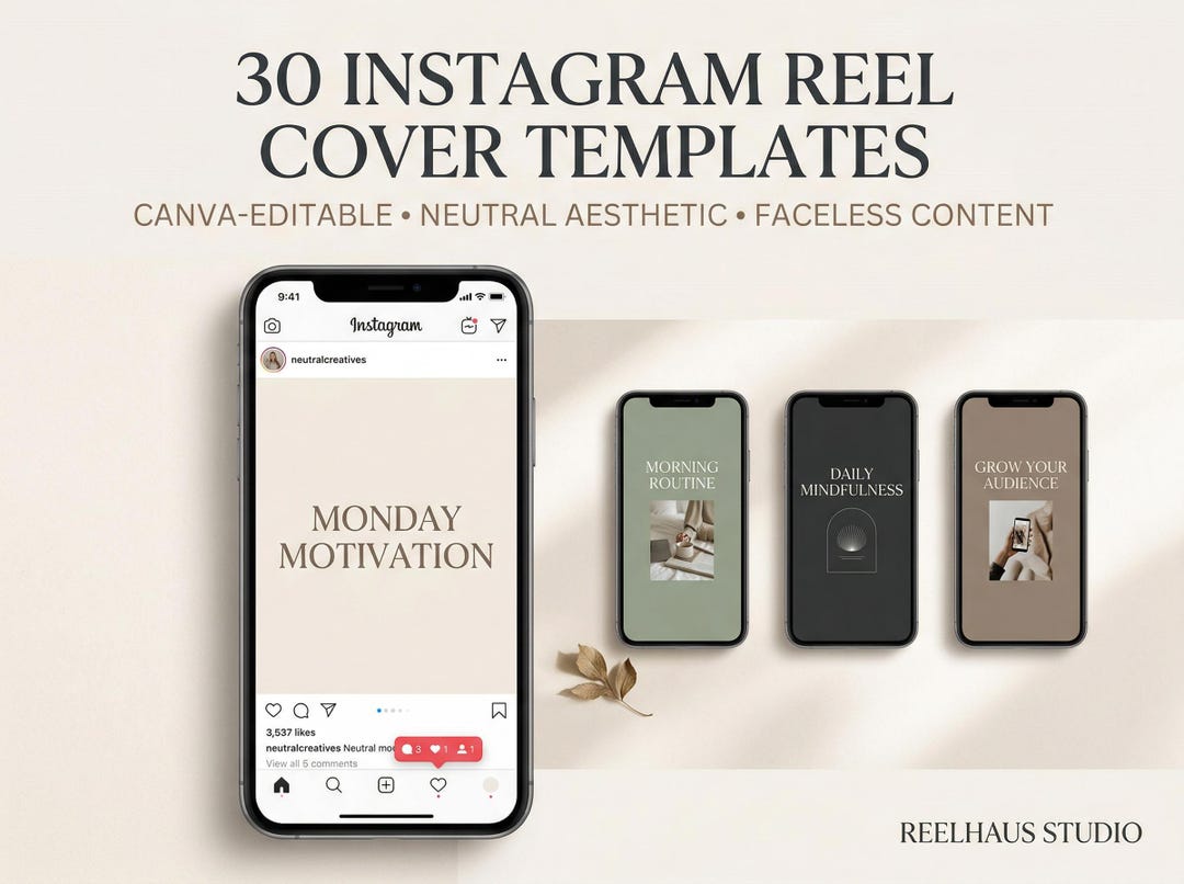 Faceless Reel Cover Templates Instagram | 30 Canva Covers for Coaches ...