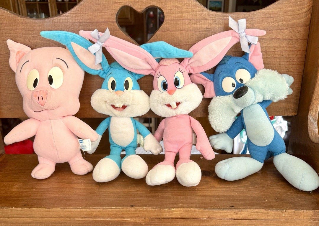 Vintage 1990 Tiny Toon Adventures Plush Set Buster, Babs, Furrball ...