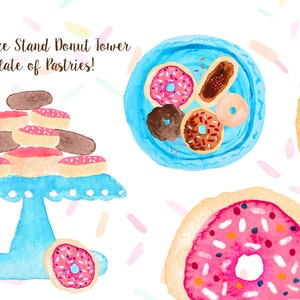 Donuts Pastry Hand Painted Watercolor Clipart Clip Art - Commercial Use ...