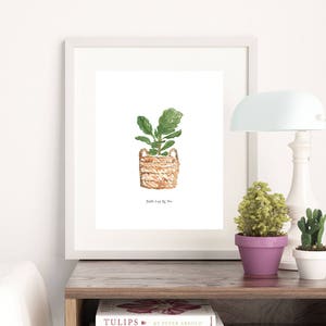 Fiddle Leaf Fig Tree Watercolor House Plant Art Print - Home Decor Wall ...