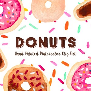 Donuts Pastry Hand Painted Watercolor Clipart Clip Art - Commercial Use ...