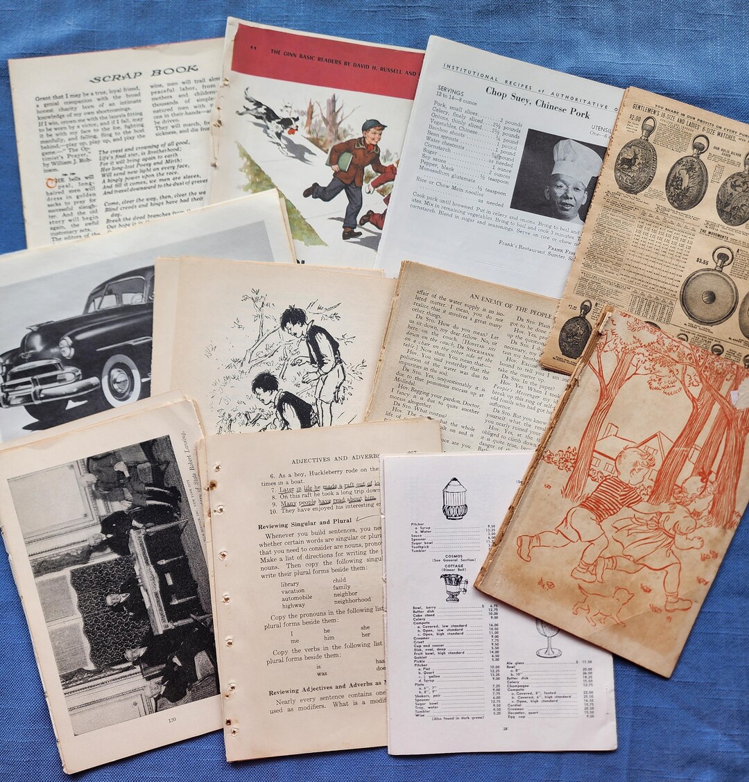 Vintage Ephemera Paper Pack – Storybook, Cookbook & Retro Print Bundle ...