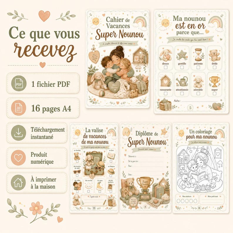 Printable End-of-year Nanny Gift | Super Nanny Holiday Activity Book ...