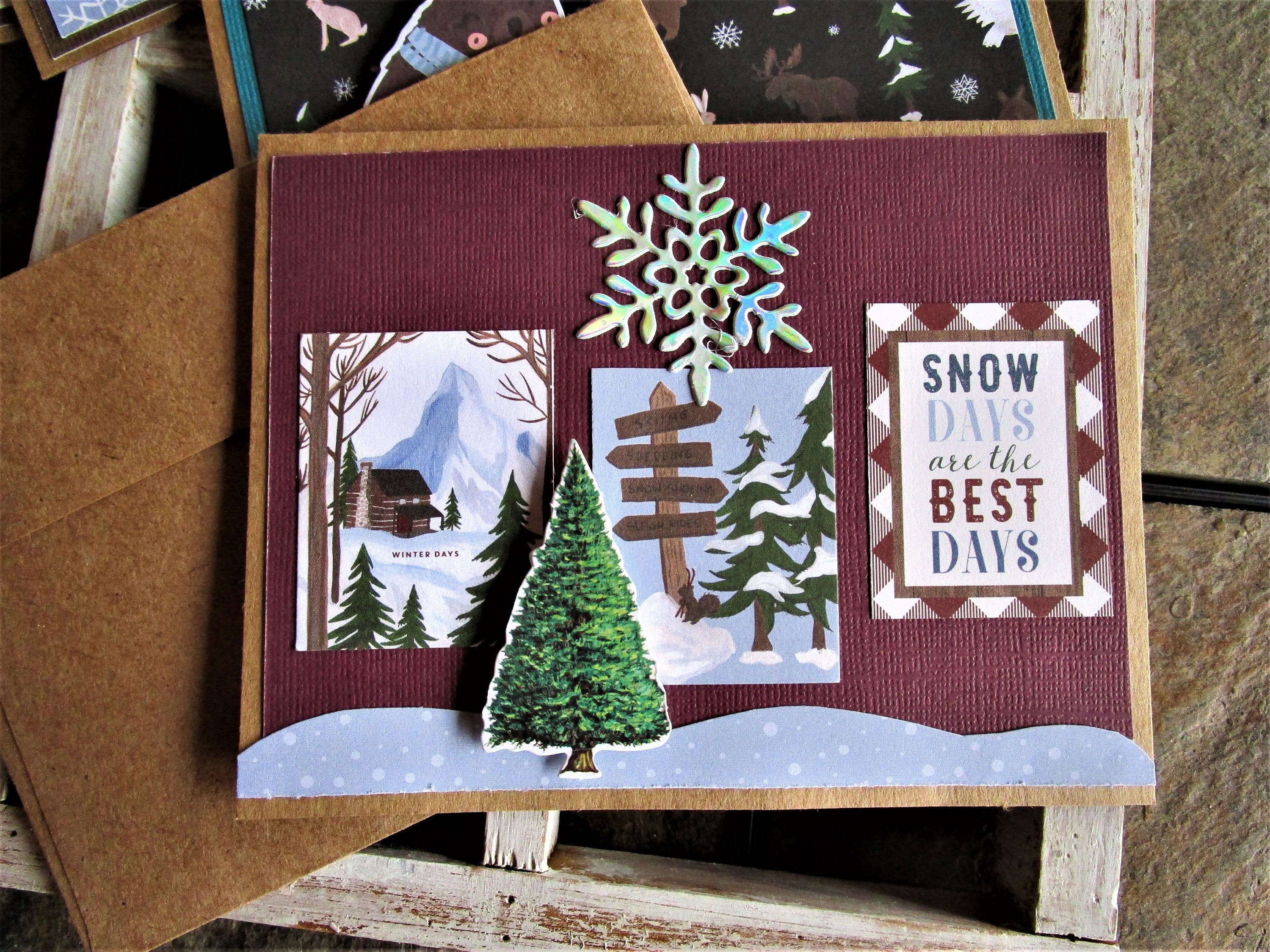 Handmade Winter Note Cards Hello Winter Kraft Note Cards | Etsy