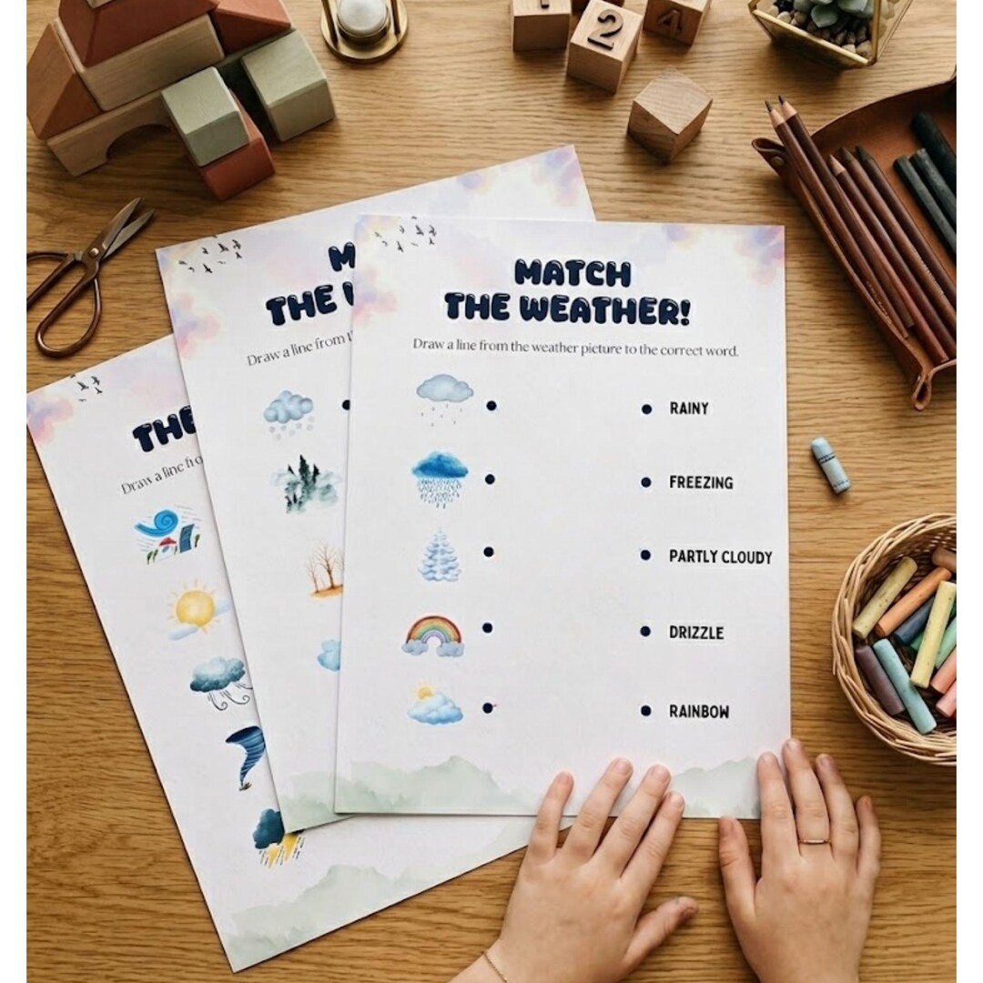 Weather Matching Game Printable for Preschool & Kindergarten | Weather ...