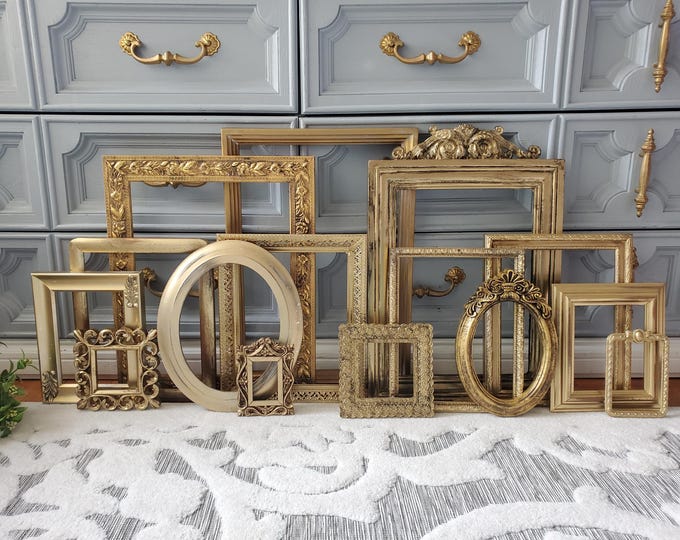 Set of 15 Open Gold Frames - Gold, Bronze - Wall Gallery - Nursery ...