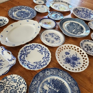 Set of 20 Blue & White Plates - Instant Wall Gallery - Dining Room ...