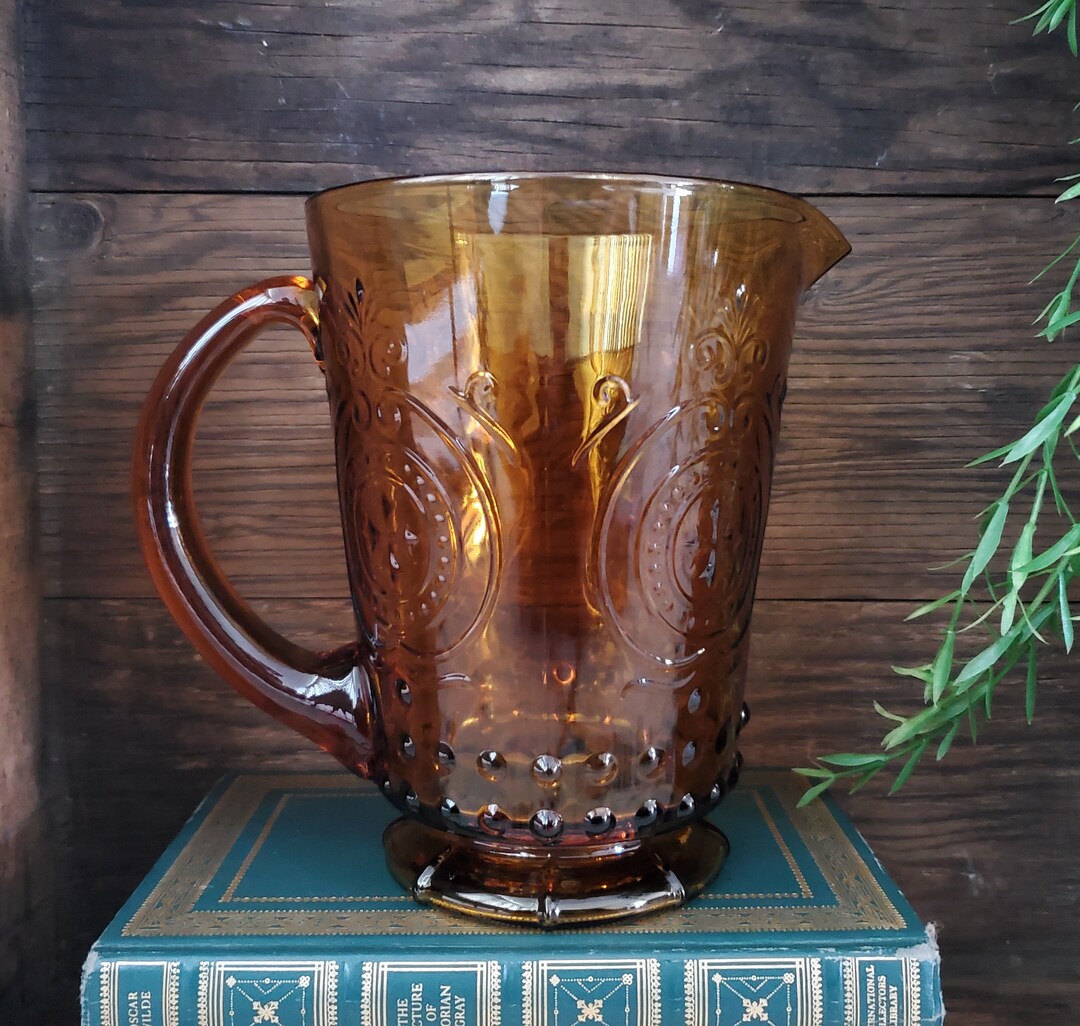 Vintage Amber Glass Pitcher - Orange, Yellow, Brown - Fall Decor ...