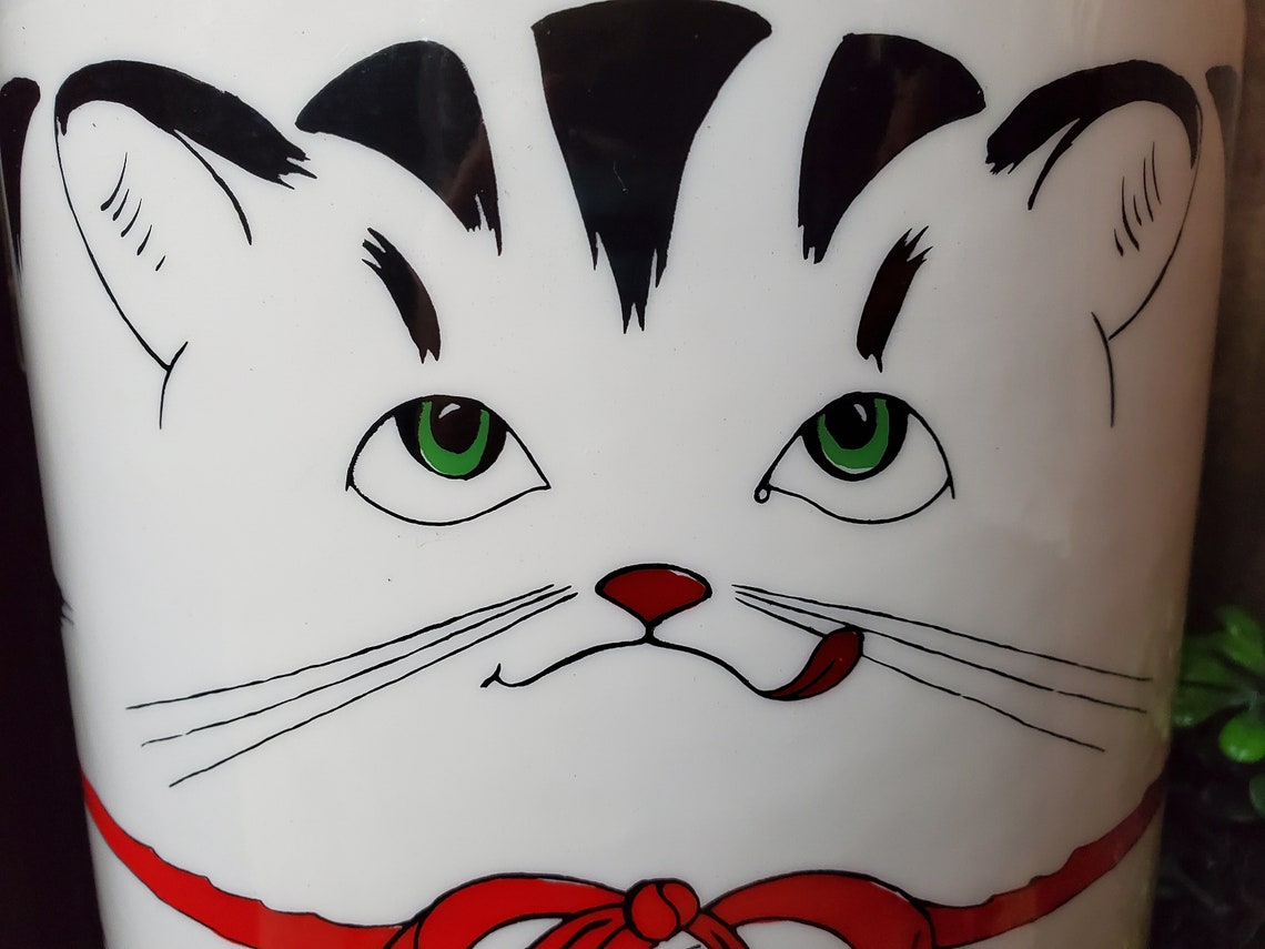 Vintage Cat Ice Bucket - Vintage Barware - Black and White Cat ...