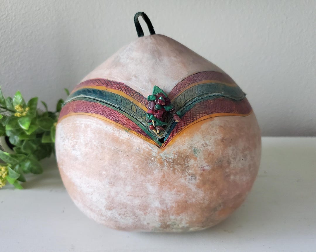 Vintage Sharon Boyd Gourd Art - Handmade Gourd Bowl and Lid - Kettle ...
