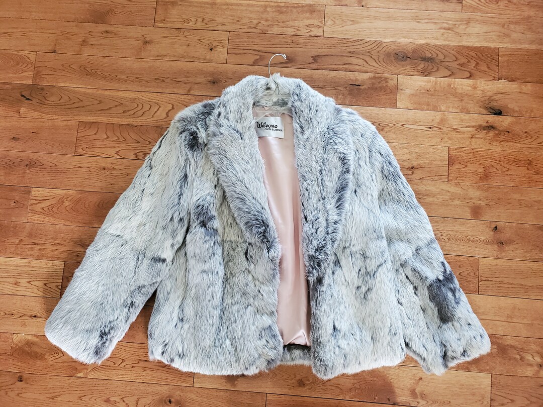 Vintage Genuine Rabbit Fur Coat - Wilsons Leather & Suede - Pink Satin ...