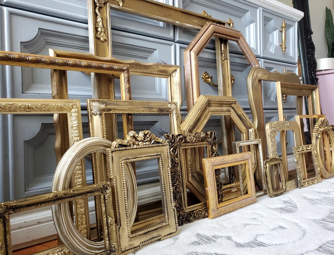 Set of 20 Gold Picture Frames - Open Frame Set - Gold, Bronze - Gallery ...