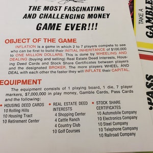 Extremely Rare Inflation Board Game - 1974 Charles Joseph Carpenter ...