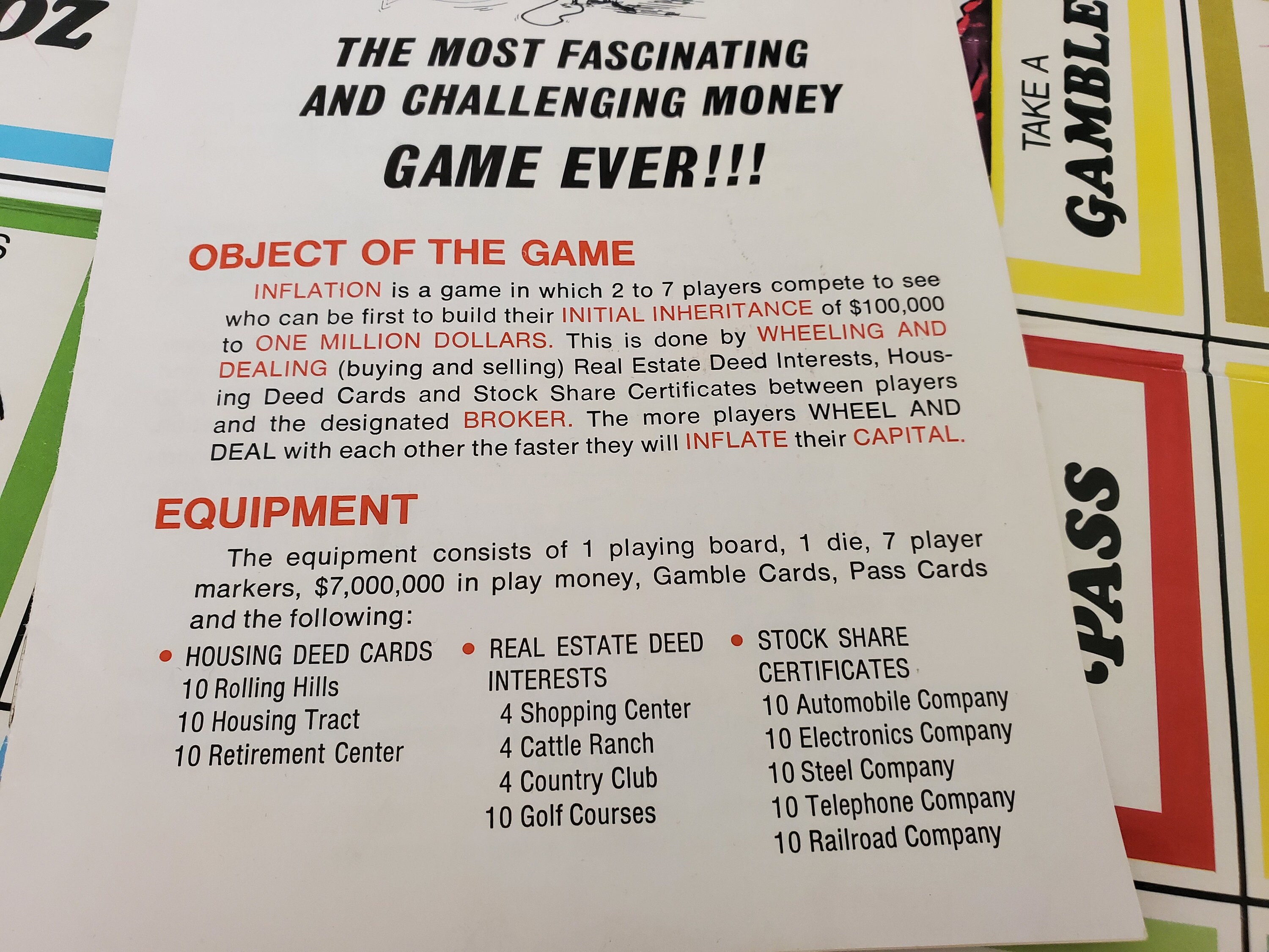 Extremely Rare Inflation Board Game - 1974 Charles Joseph Carpenter ...