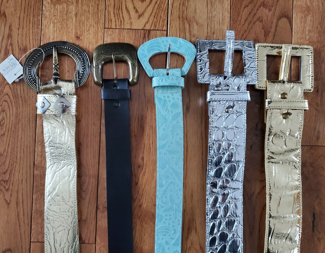 Set of 5 Vintage Belts - 1980's Accessories - 1990's Fashion - Metallic ...