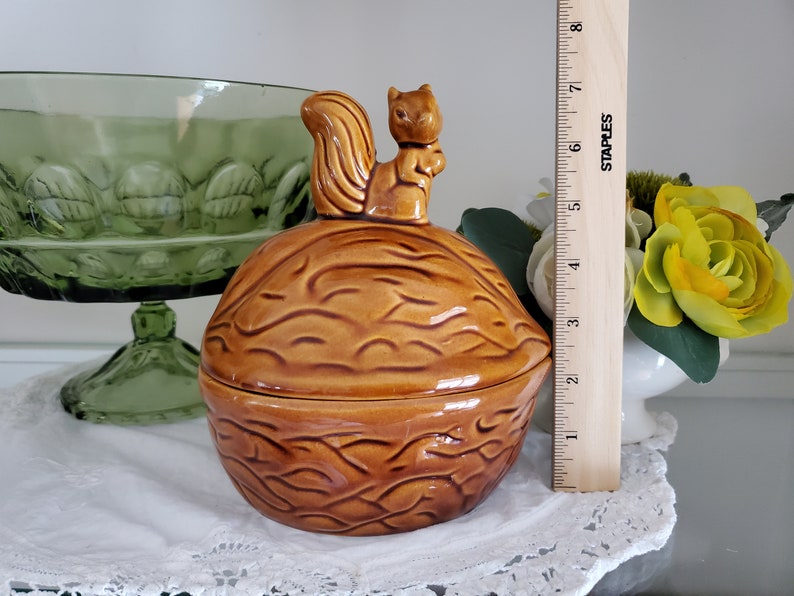 Vintage Squirrel on Walnut Covered Dish Nut Bowl Candy - Etsy