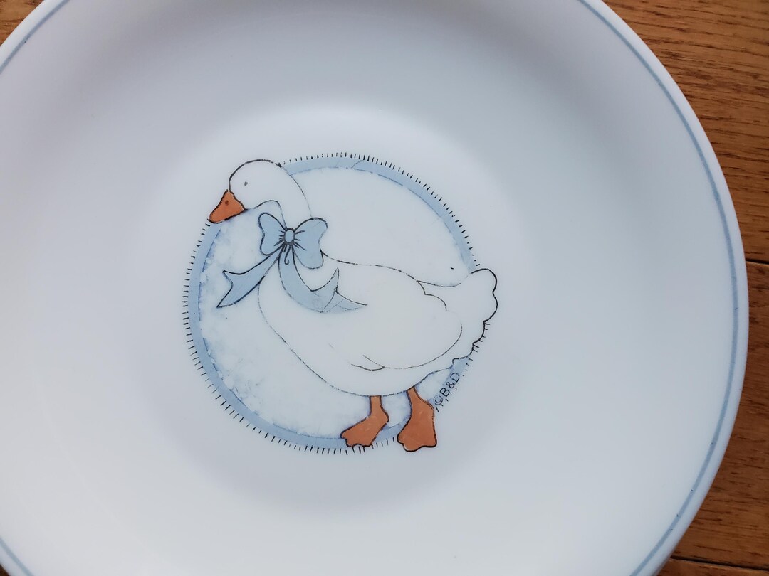 Set of 6 Arcopal France Goose Plates - Duck Plates - Blue and White ...