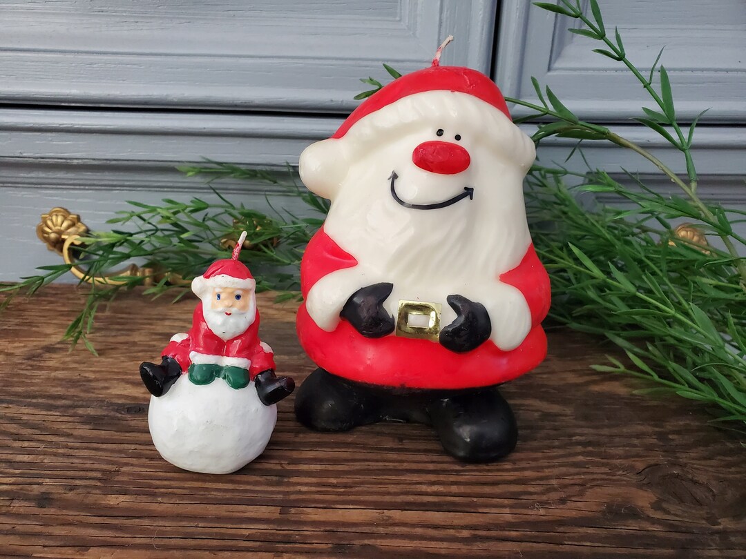 Two Vintage Santa Candles - Christmas Decor - Santa Claus - Farmhouse ...