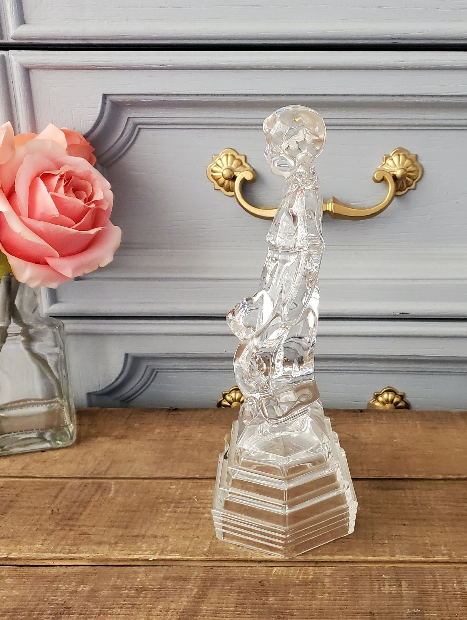 Vintage Lead Crystal Statue Royal Crystal Rock Girl With | Etsy