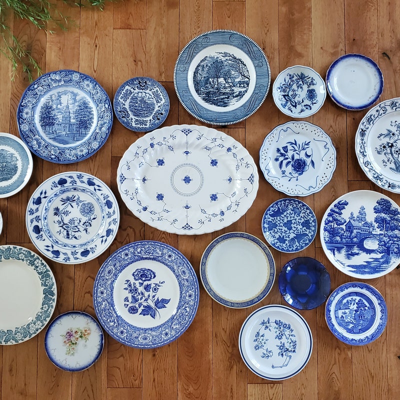 Blue and White Plates - Etsy