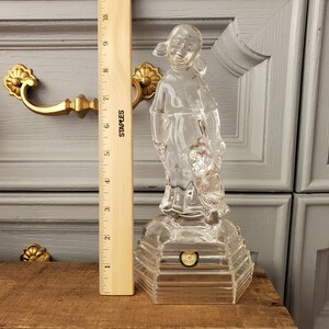 Vintage Lead Crystal Statue - Royal Crystal Rock - Girl With Teddy Bear ...