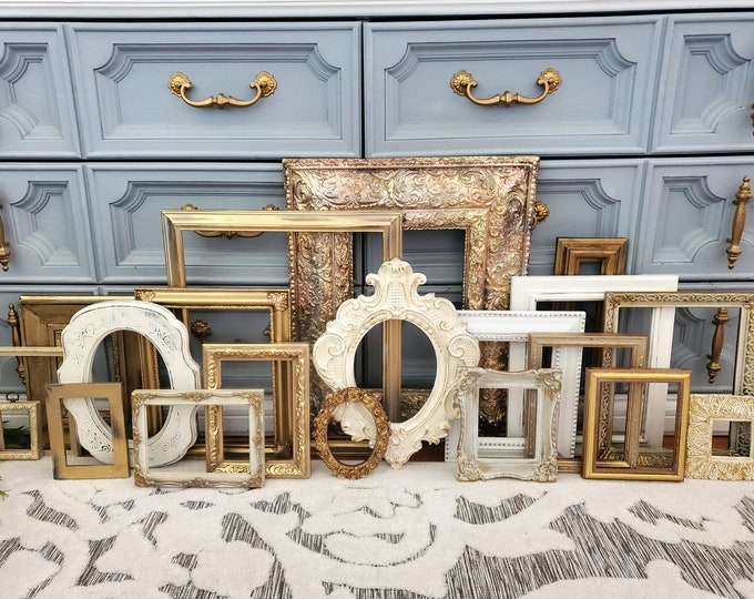 Set of 20 White, Gold, & Cream Open Picture Frames - Wall Gallery ...