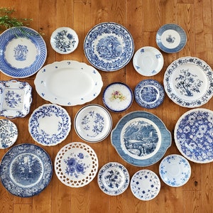 Set of 20 Blue & White Plates - Instant Wall Gallery - Dining Room ...