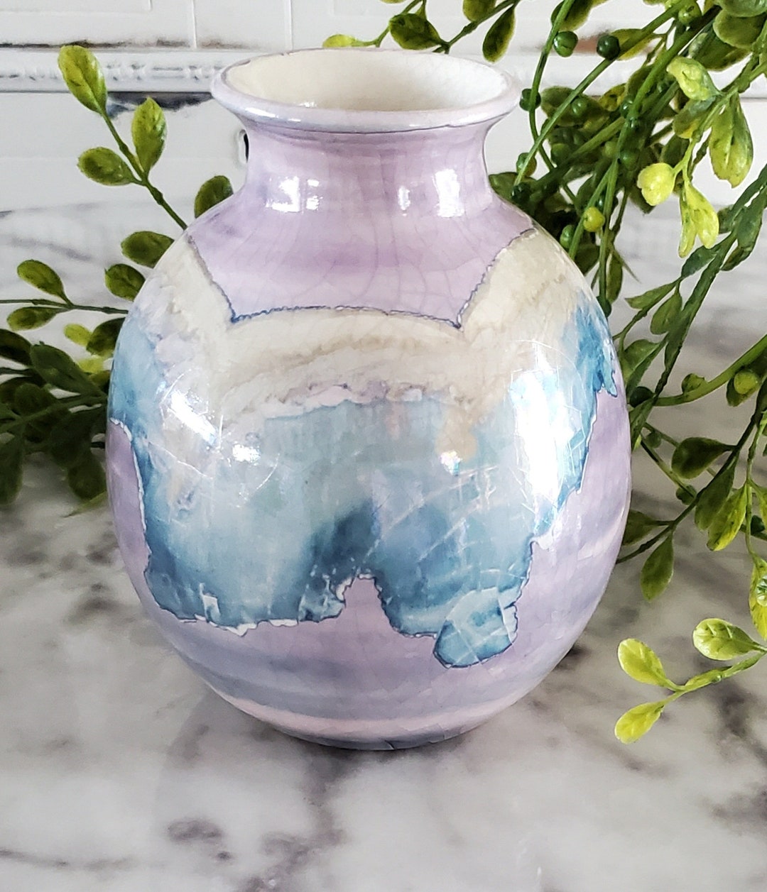 Vintage Neher Raku Pottery Vase Iridescent Crackle Glase - Etsy