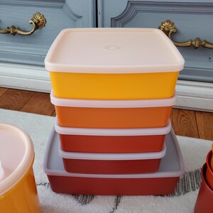 Vintage Tupperware Set - Maize Red Sunburst - Sunset Tupperware - New ...