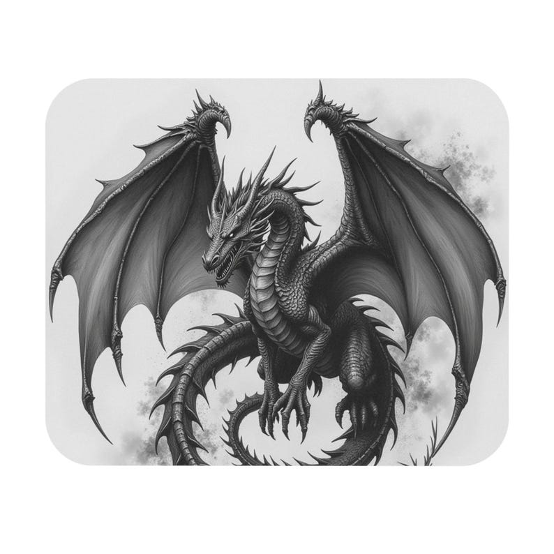 Black Dragon Illustration Maus Pad | Fantasy Dragon Artwork, Gaming ...