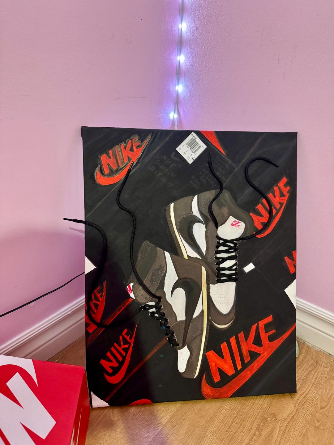 Custom Nike Shoe Painting With Real Lace | Handmade Canvas Art ...