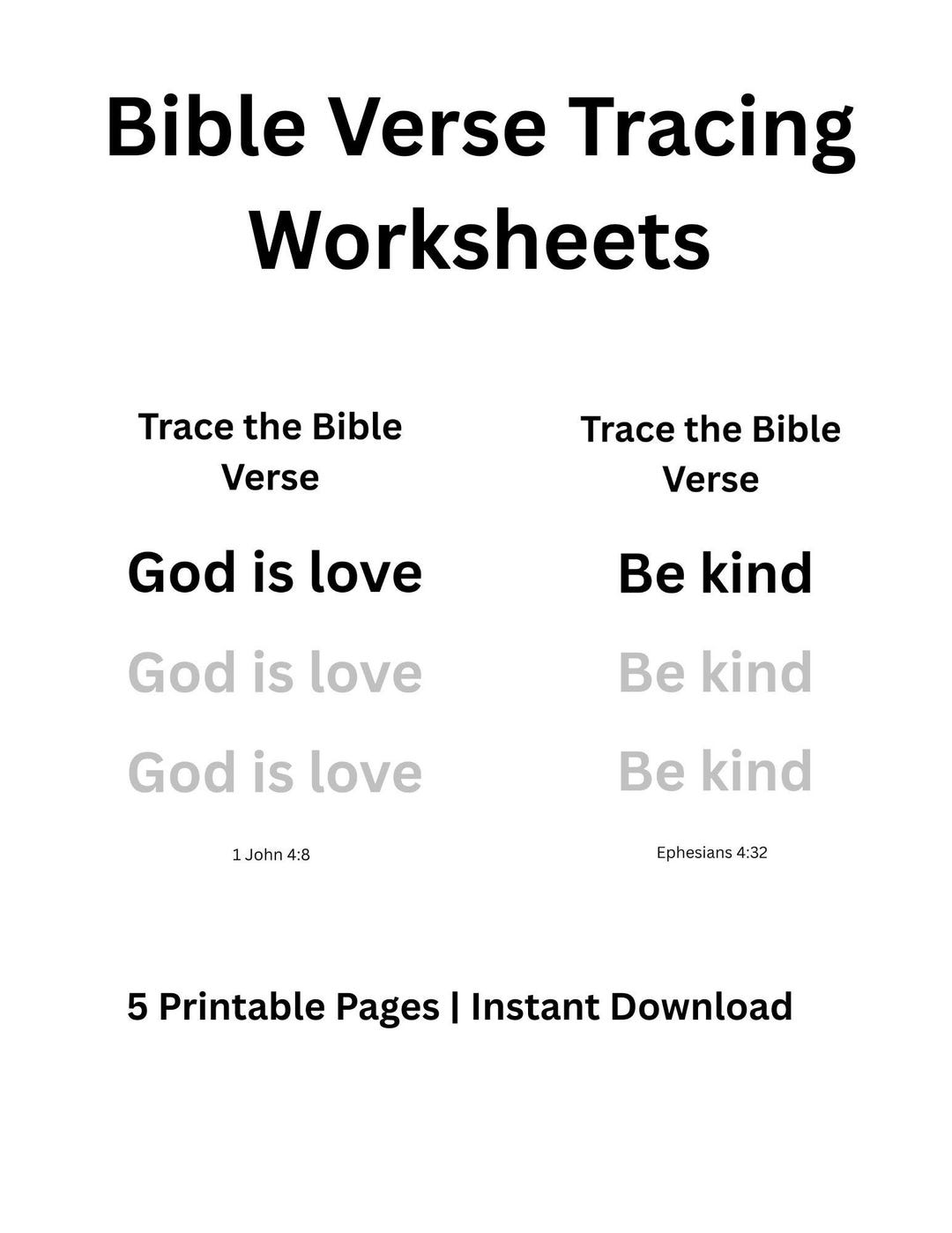 Preschool Bible Verse Tracing Worksheets | Christian Kids Handwriting ...