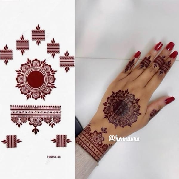 Mehndi Hand Stickers - Etsy