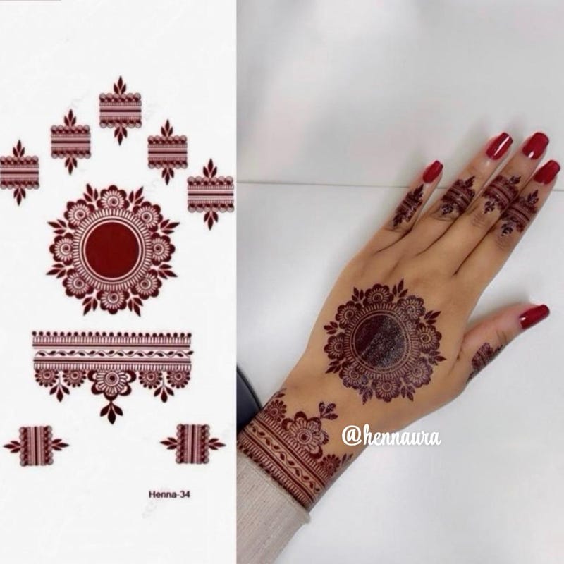 Mehndi Hand Stickers - Etsy