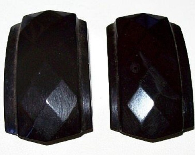 Two Art Deco Fur Dress Clips Bakelite Material Black Color Diamond ...