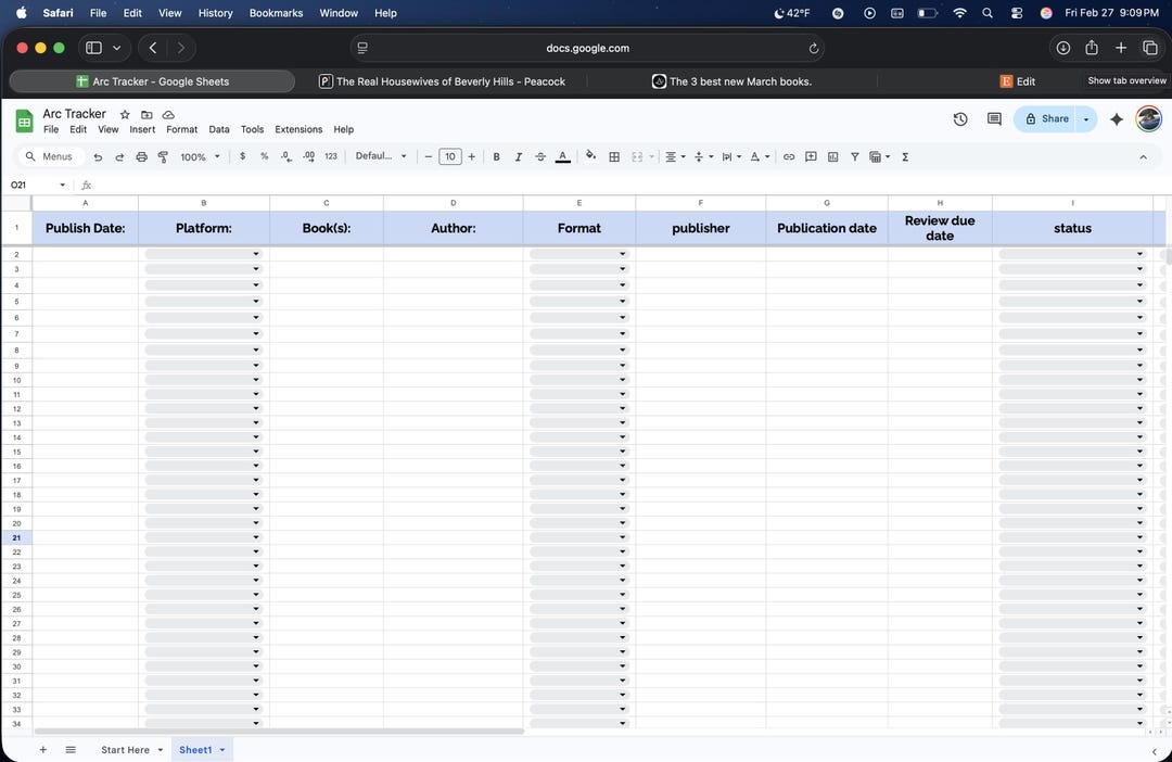 ARC Tracker Google Sheets Template - Etsy