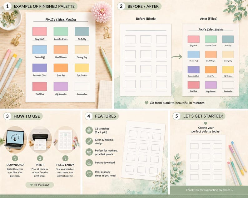 Color Swatch Sheets Printable | 20 Blank Color Swatches Chart ...