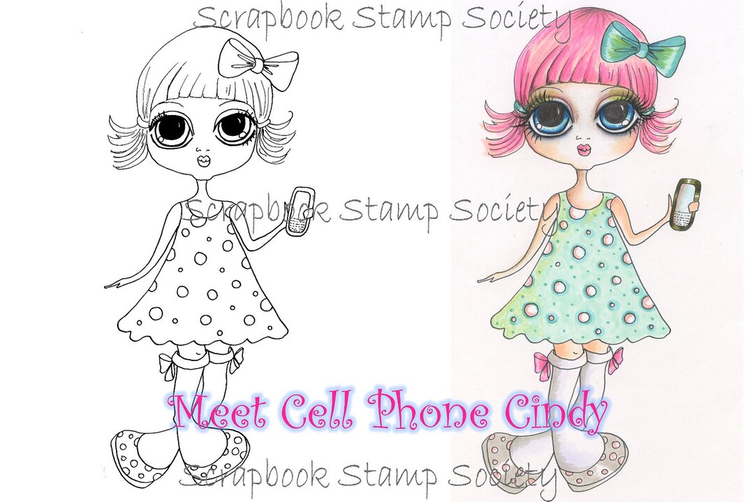 INSTANT DOWNLAOD Digital Digi Stamps Cell Phone Cindy by Sherri Baldy - Etsy