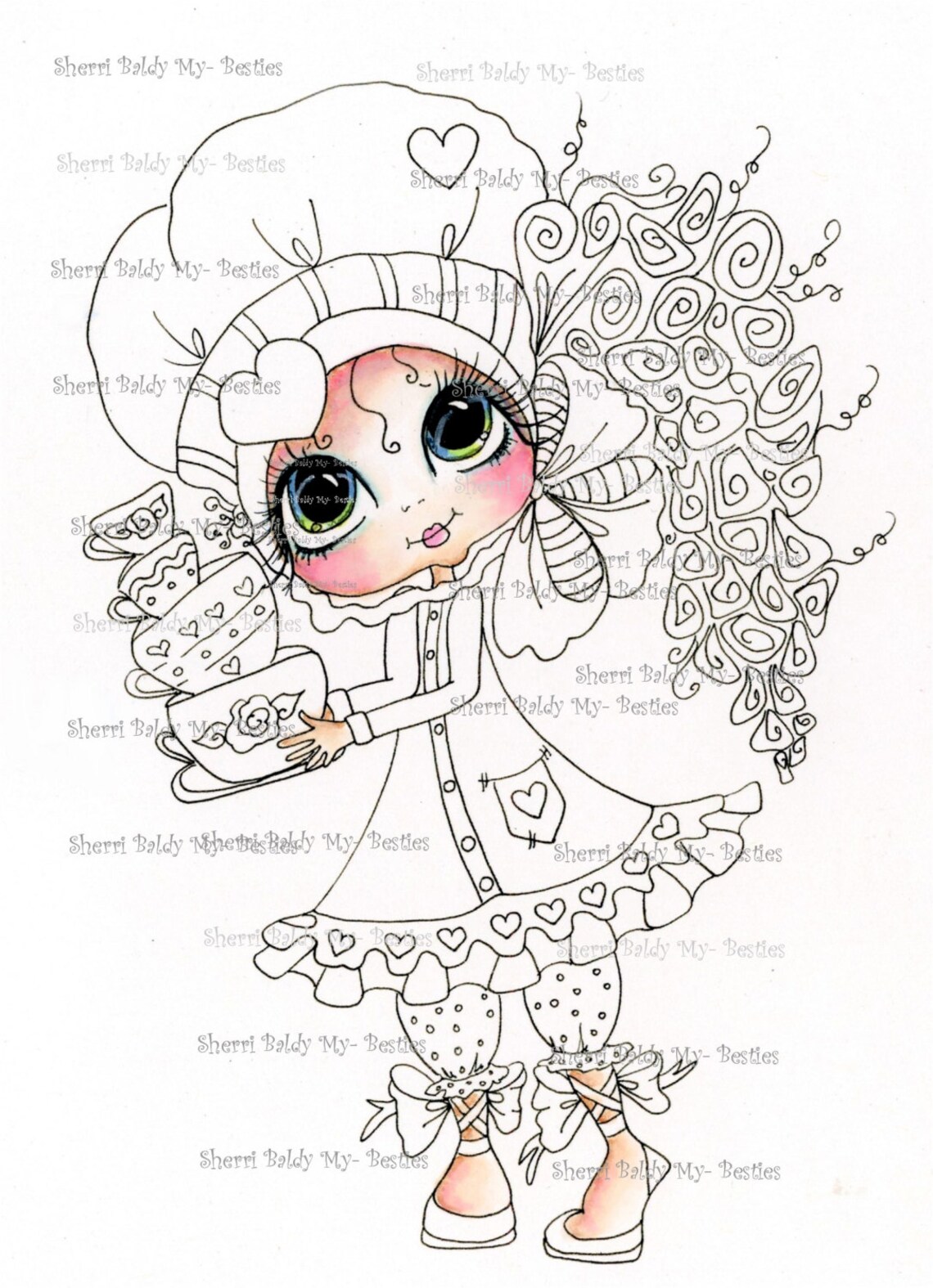 INSTANT DOWNLOAD Digital Digi Stamps Big Eye Big Head Dolls Digi Pre ...