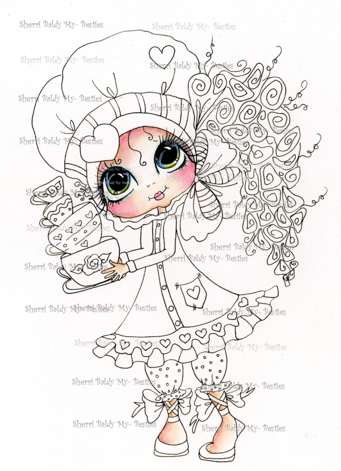 INSTANT DOWNLOAD Digital Digi Stamps Big Eye Big Head Dolls Digi Pre ...