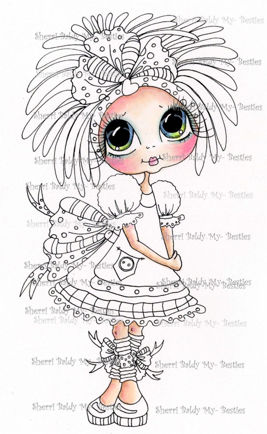 INSTANT DOWNLOAD Digital Digi Stamps Big Eye Big Head Dolls Digi Pre ...