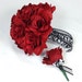 Silk Flower Red Rose Bouquet Handmade Bouquet Red Wedding | Etsy
