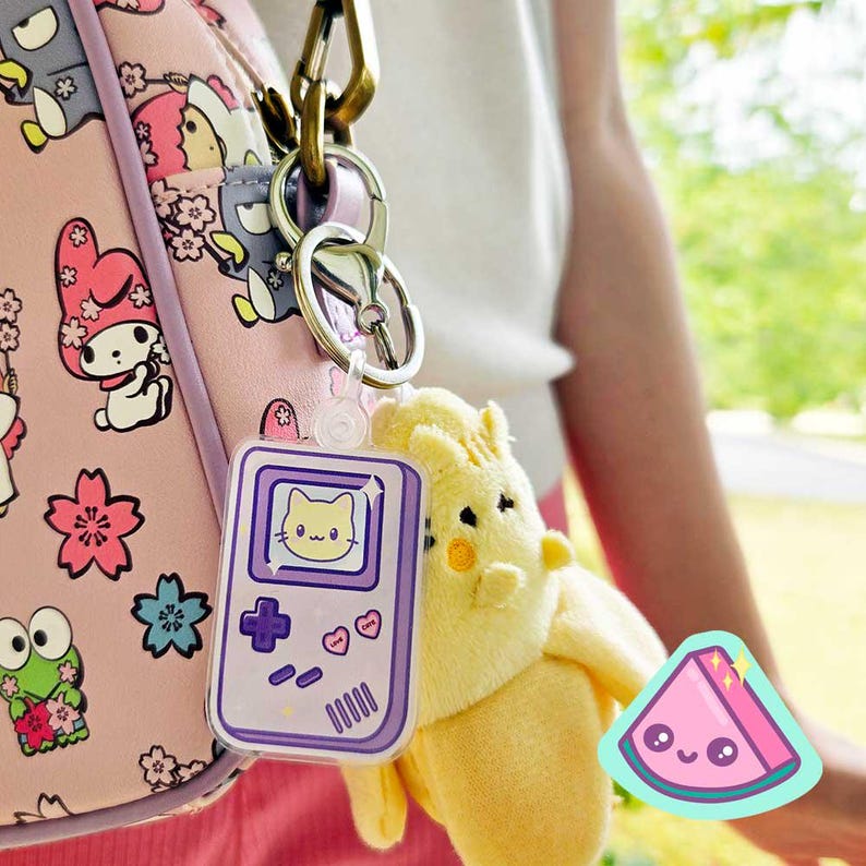 Kawaii Acrylic Keychain: Fairy Kei Charm, Retro Catboy Console - Etsy