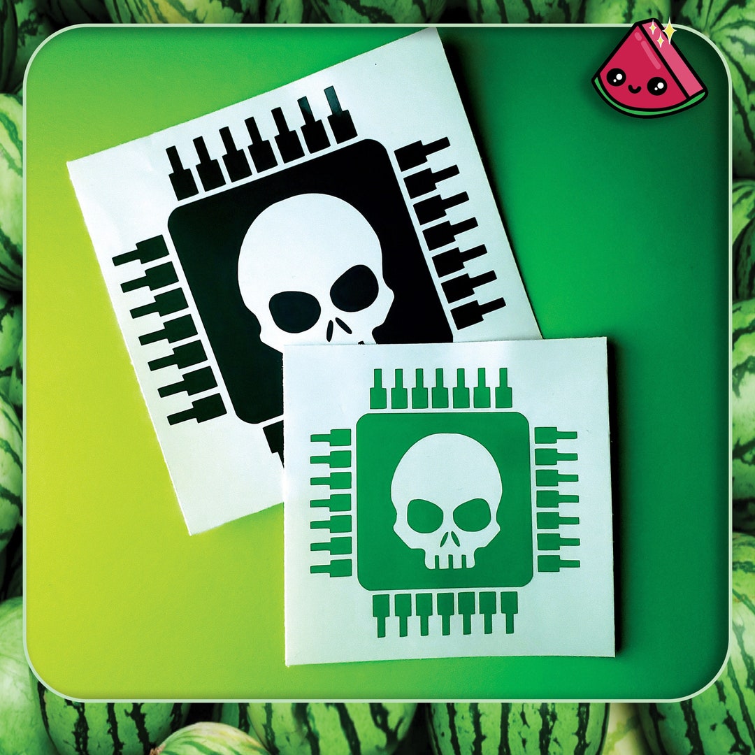 Computer Chip Skull Cyber Security Permanent Outdoor Vinyl Decal for ...