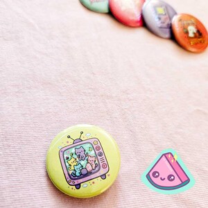 Kawaii Button Pin Set, Cute Pastel Chibi Cat, Ghost & Retro Anime Pins ...