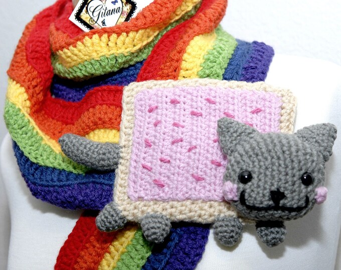 Nyan Cat Scarf Food Scarf Meme Pop Tart Scarf Amigurumi Cat Kawaii ...