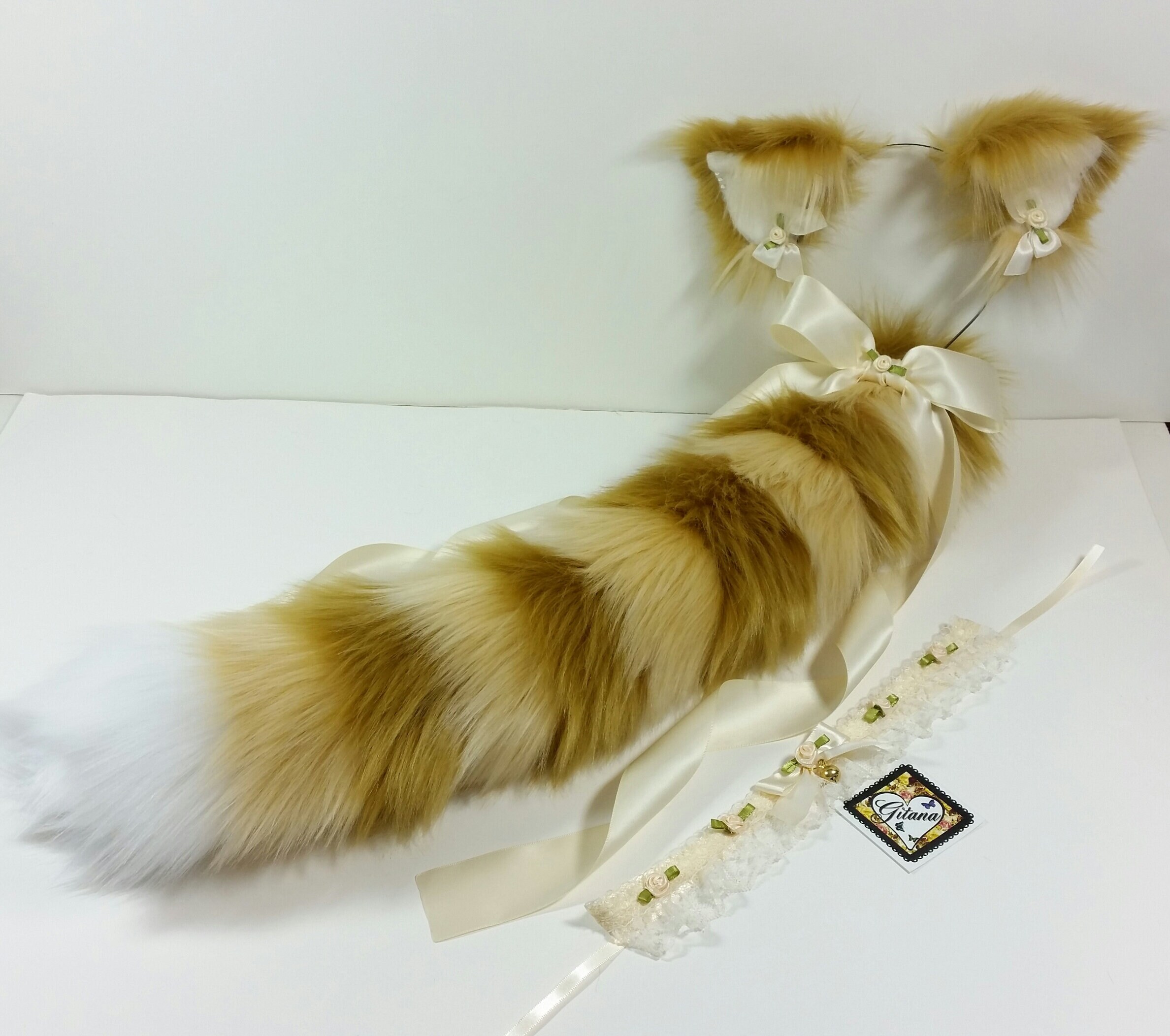 Realistic Cat Ears And Tail Set Cat Ears And Tail Golden Etsy