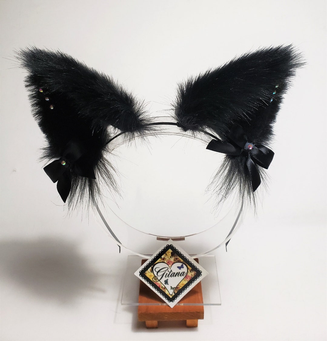 NEW Realistic Black Cat Ears,tail and Choker Set-cat Ear Headband-cat ...