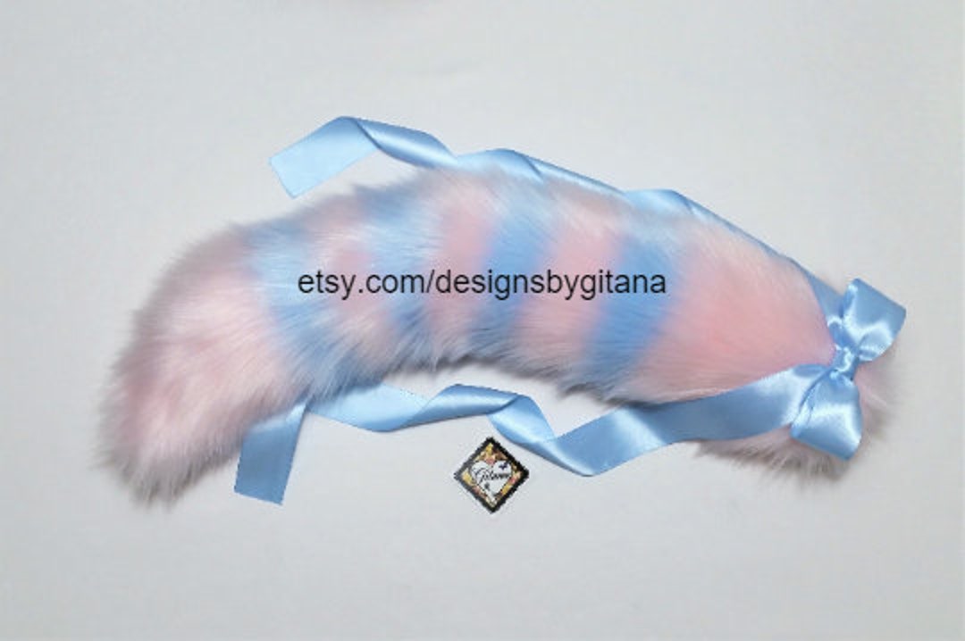 Blue and Pink-cat Tail-realistic Cat Tail-cat Costume-halloween-faux ...